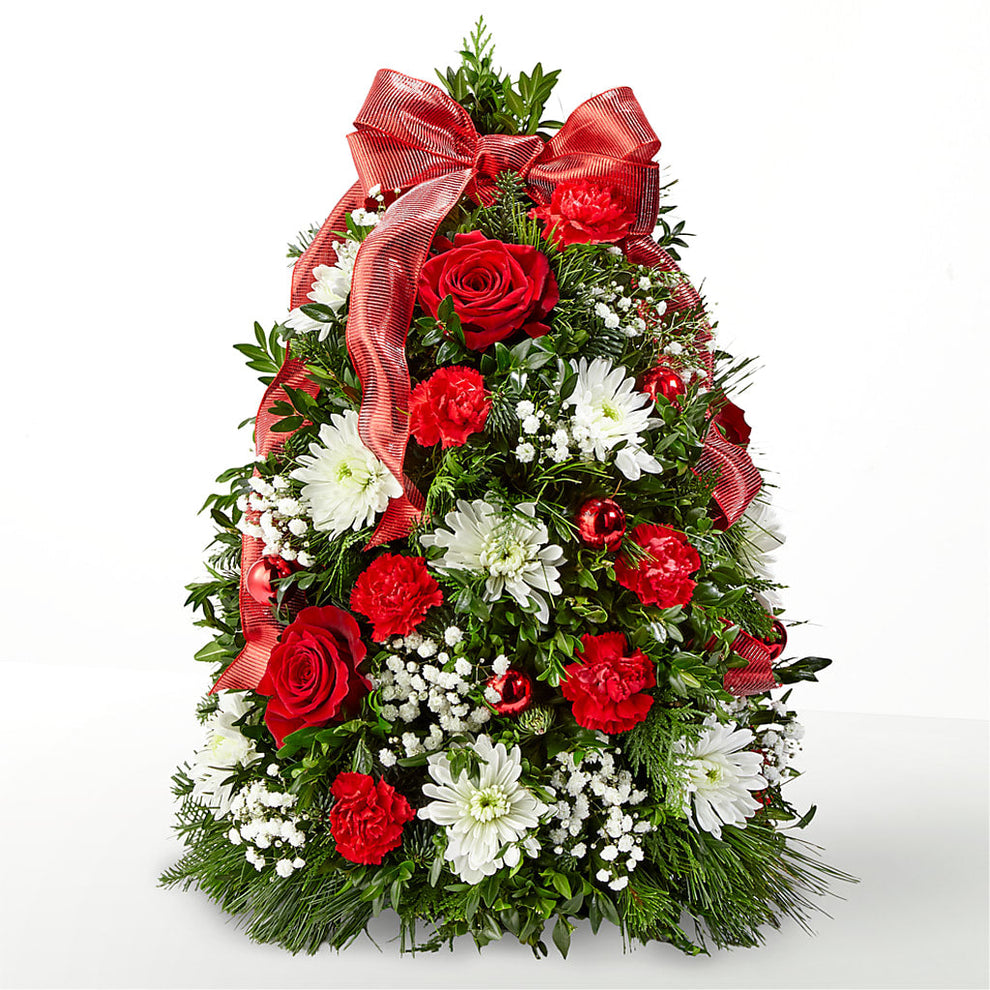 Make It Merry Tree – red, white flower arrangement | Lubbock, TX ...